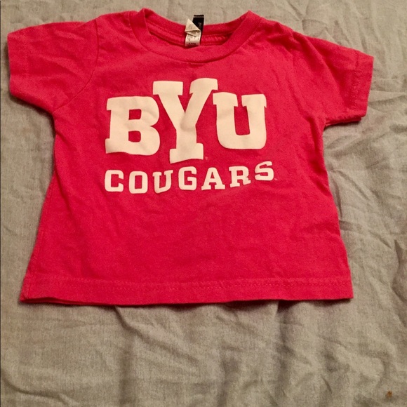 BYU | Shirts & Tops | 2t Girl Byu Cougars Collage Sports Pink T Shirt ...